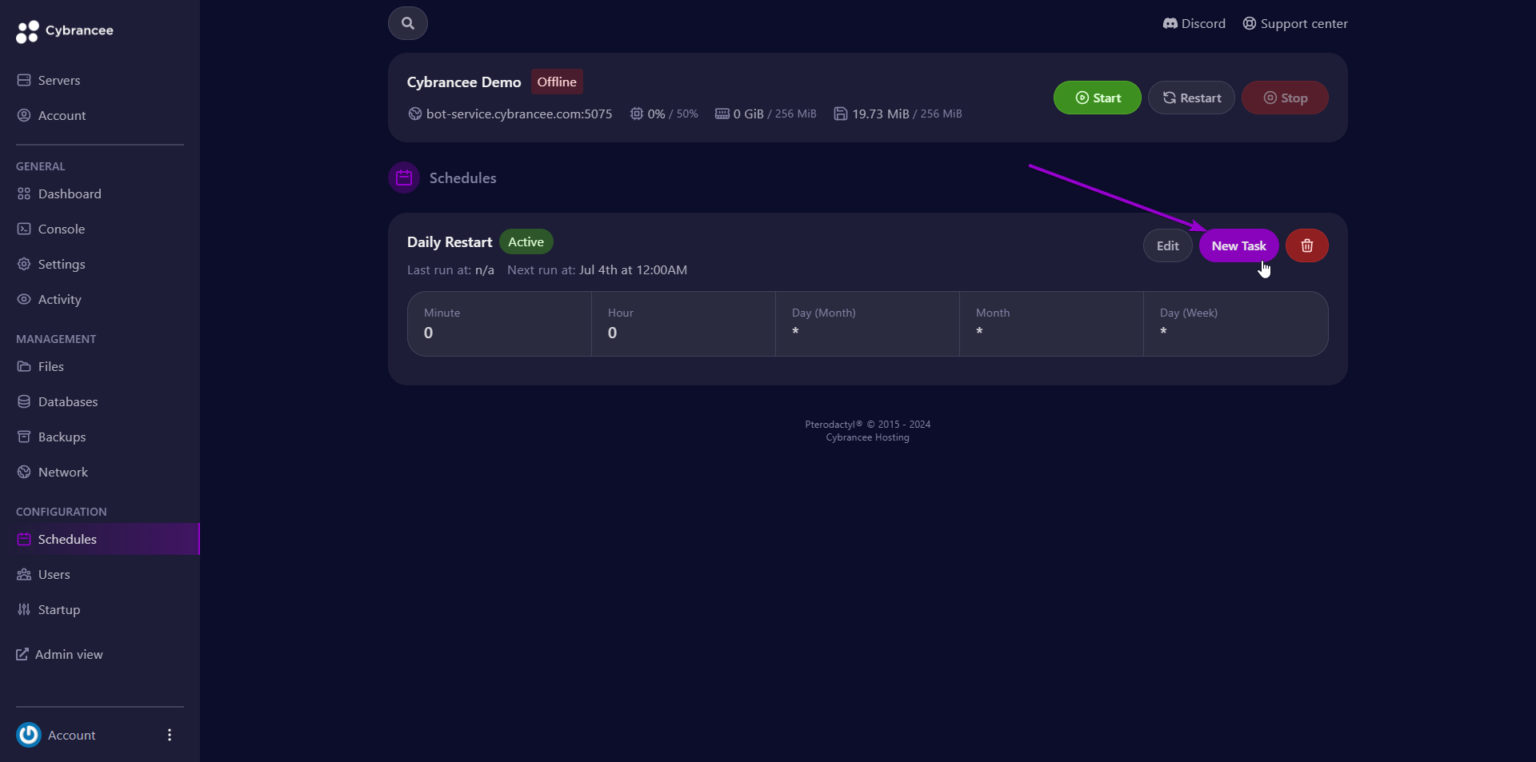 How To Configure Schedules In Pterodactyl Cybrancee Knowledgebase