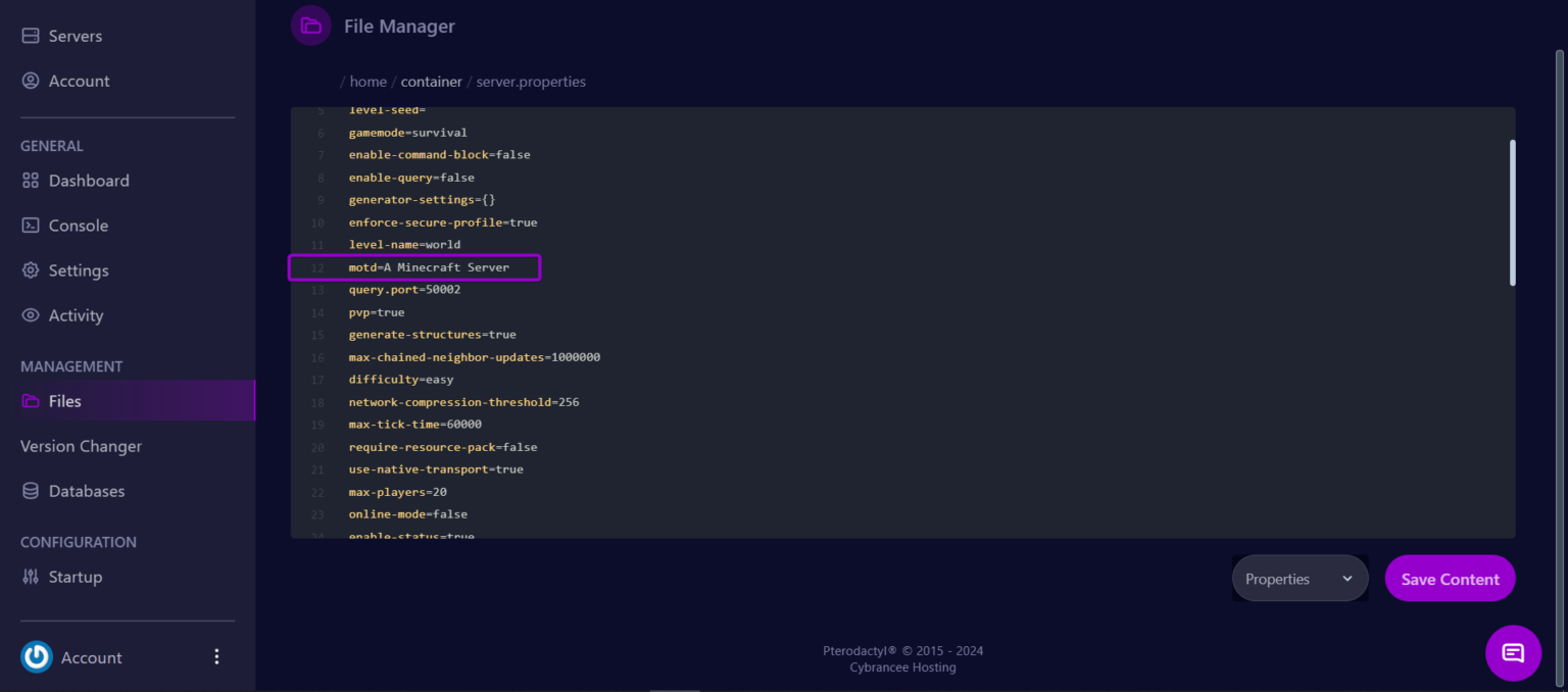 How to Change the MOTD of Your Minecraft Server - Cybrancee Knowledgebase