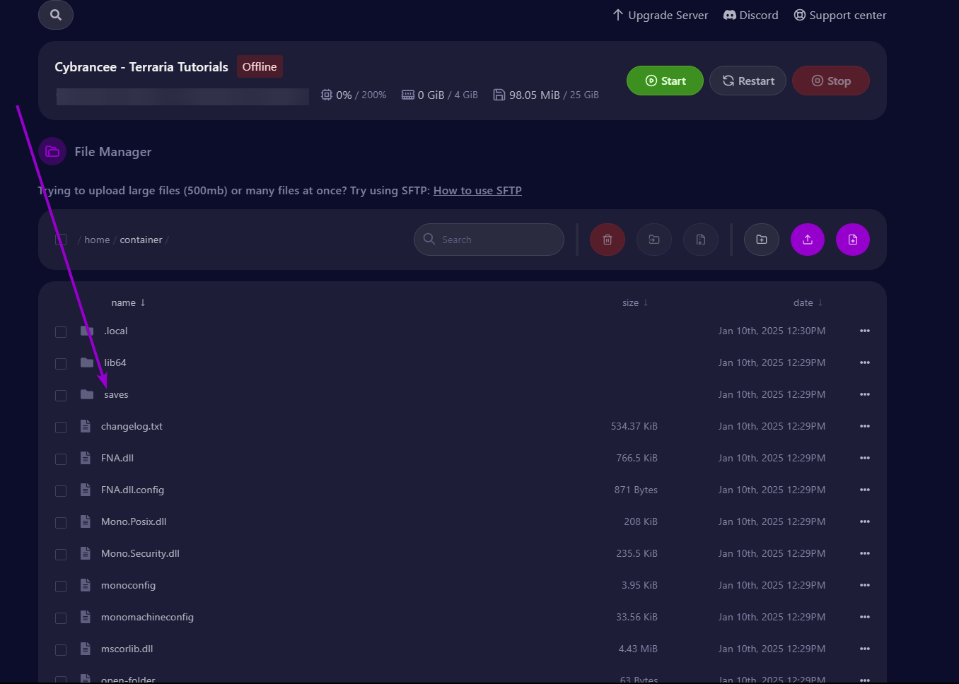 How to Upload a World to Your Terraria Server - Cybrancee Knowledgebase