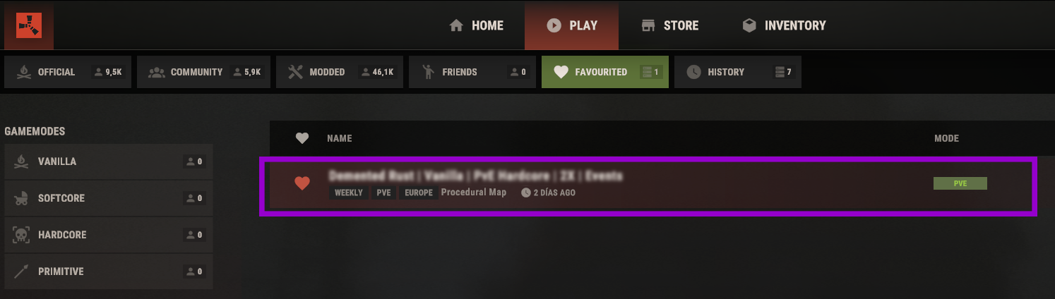 Rust Server Not Showing in Community/Modded List