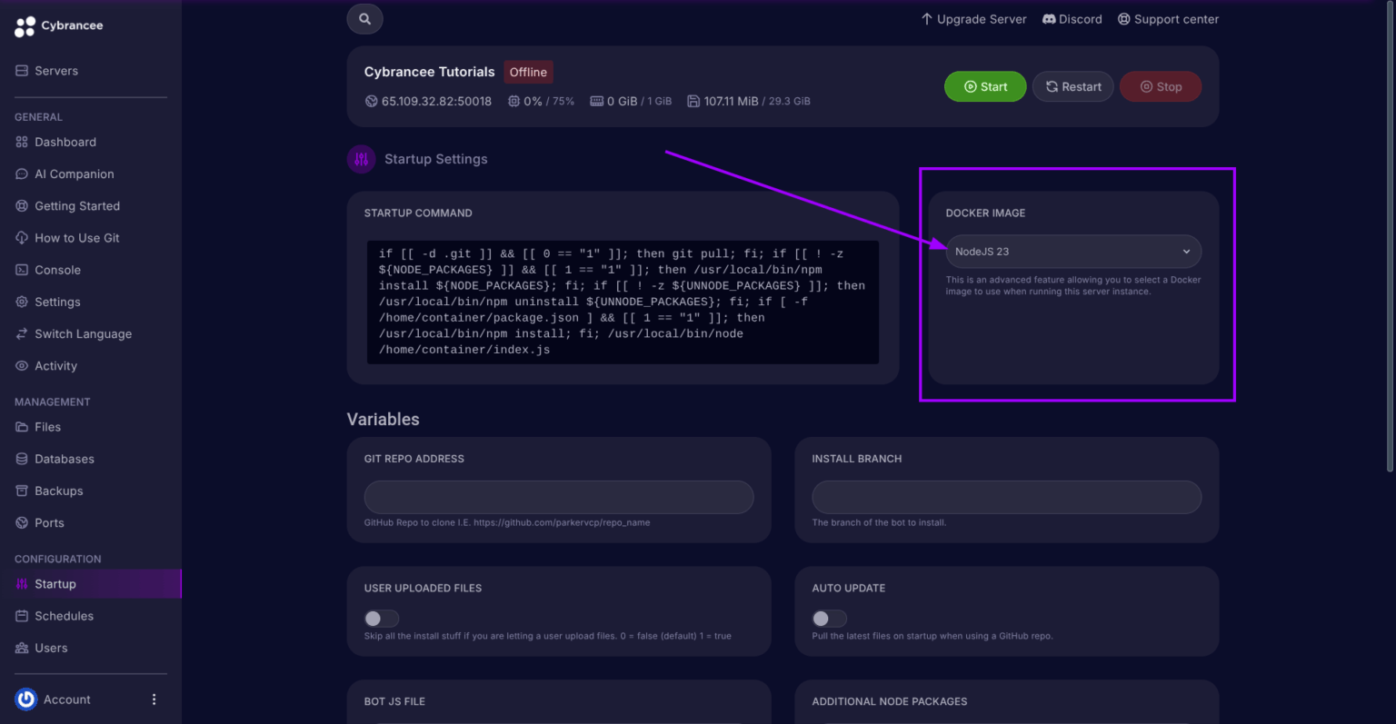 How to Change the NodeJS Version of Your Discord Bot