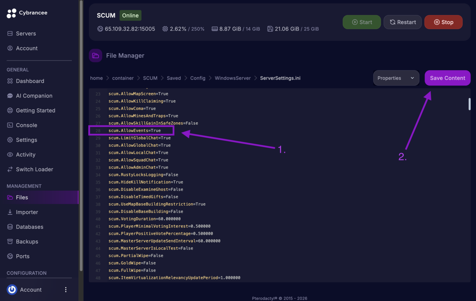 How to Enable or Disable Events on Your SCUM Server