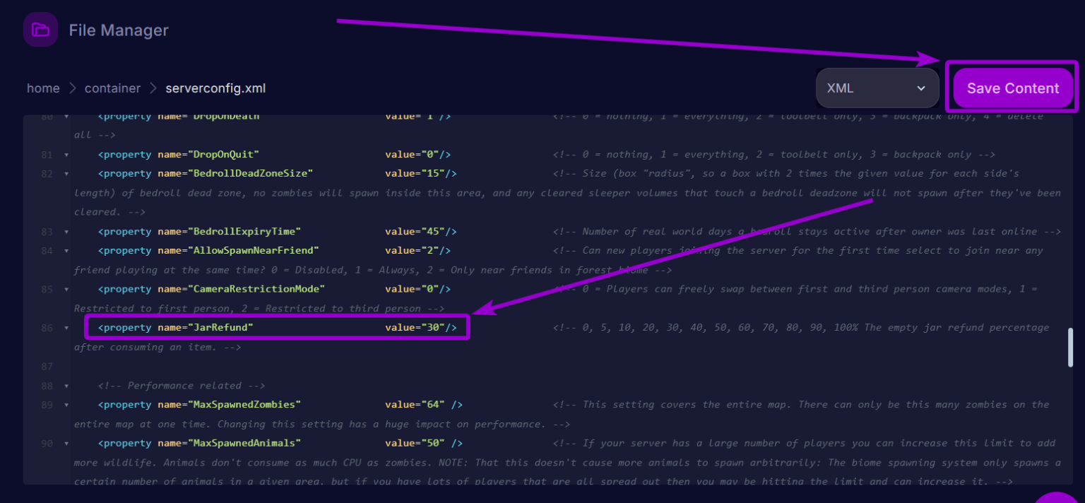 How To Change the Jar Refund Settings on Your 7 Days To Die Server